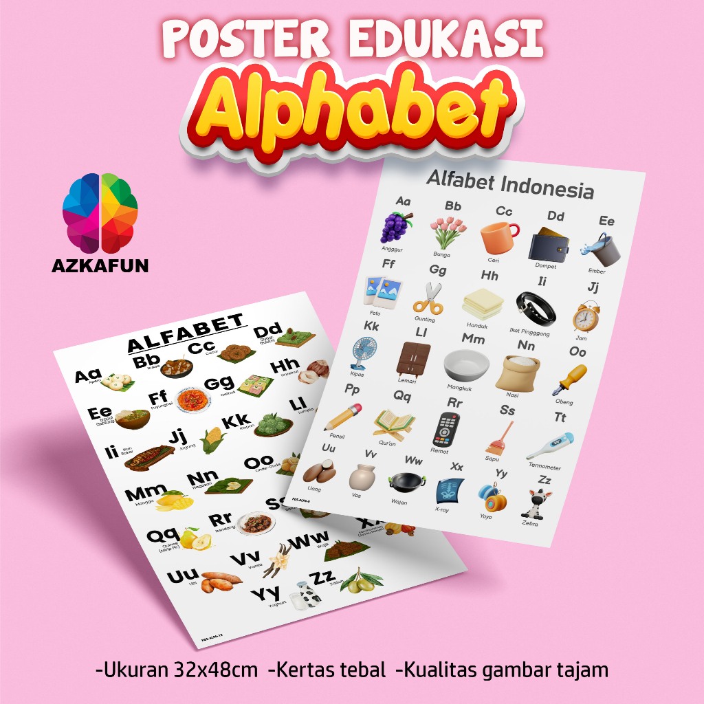 Jual Poster Edukasi ALPHABET INDONESIA - Poster Alphabet anak - Poster ...