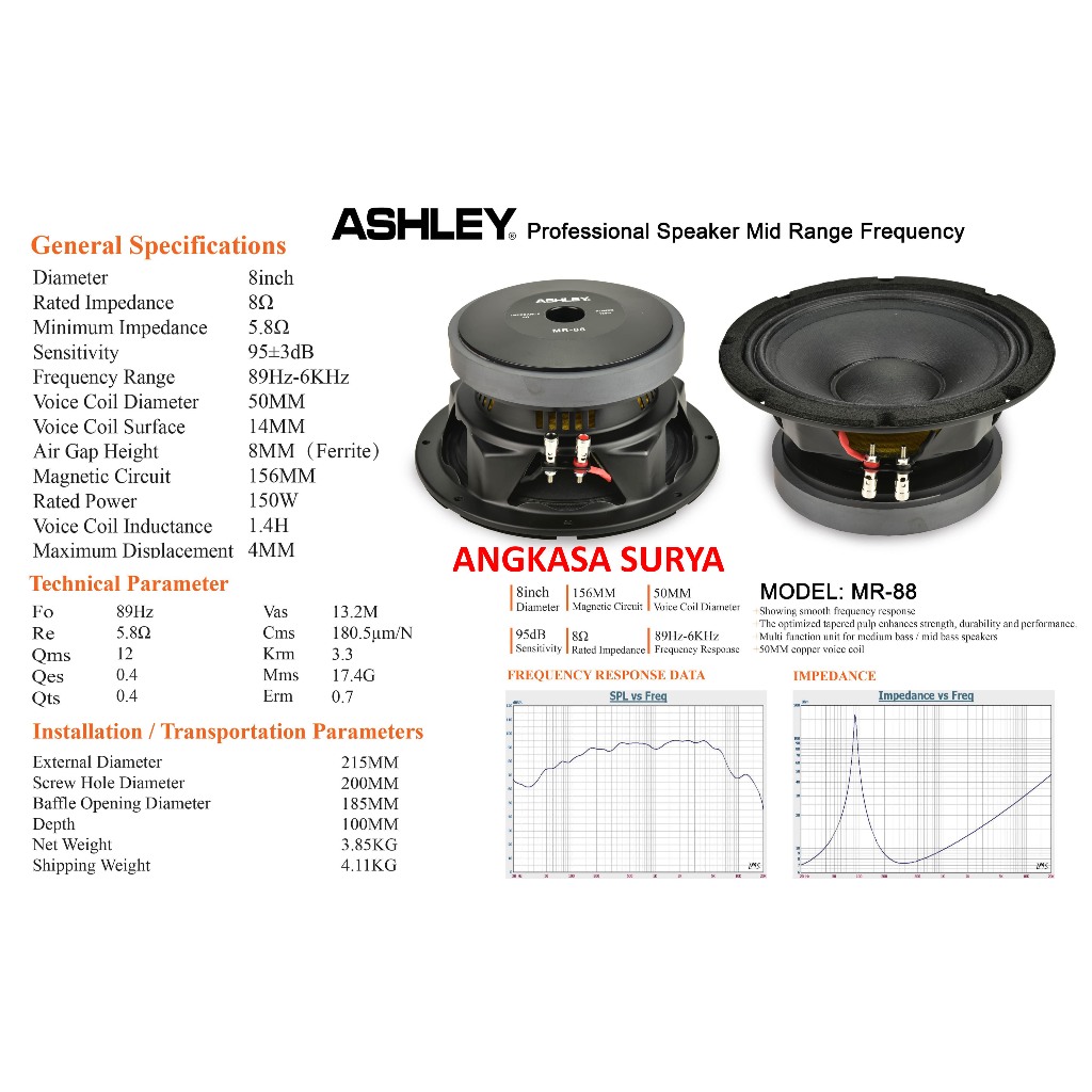 Jual SPEAKER KOMPONEN ASHLEY MR88 ORIGINAL / SPEAKER COMPONENT ASHLEY ...