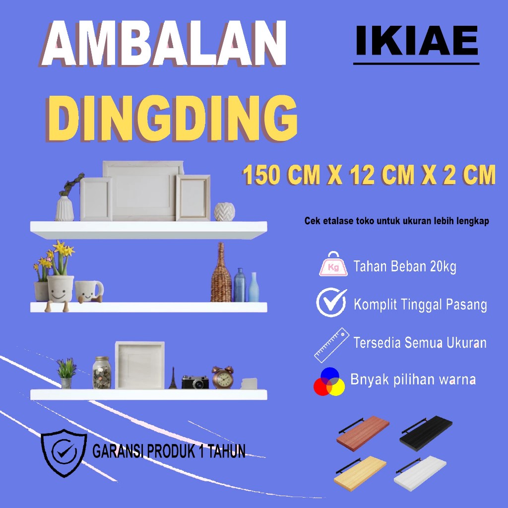 Jual 150x12x2cm Rak Ambalan Dinding papan tempel dinding minimalis ...