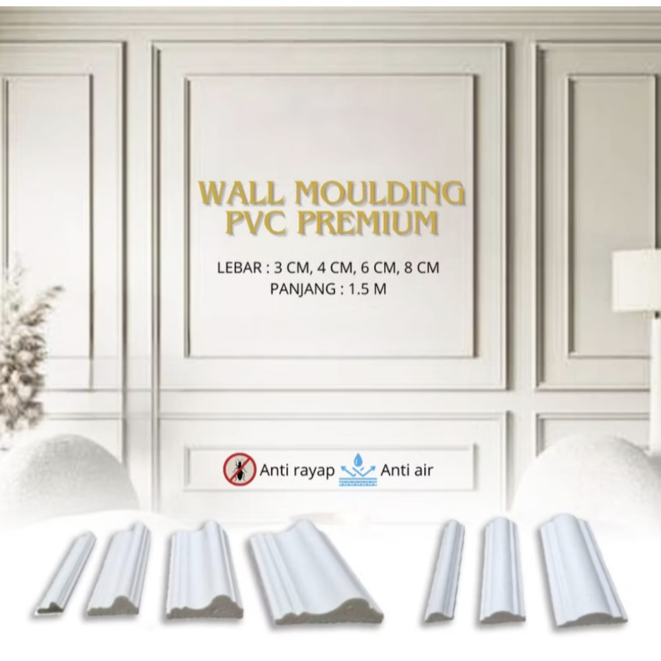 Jual [1,5METER] List Wall Moulding List Plafon PVC List Border Molding ...