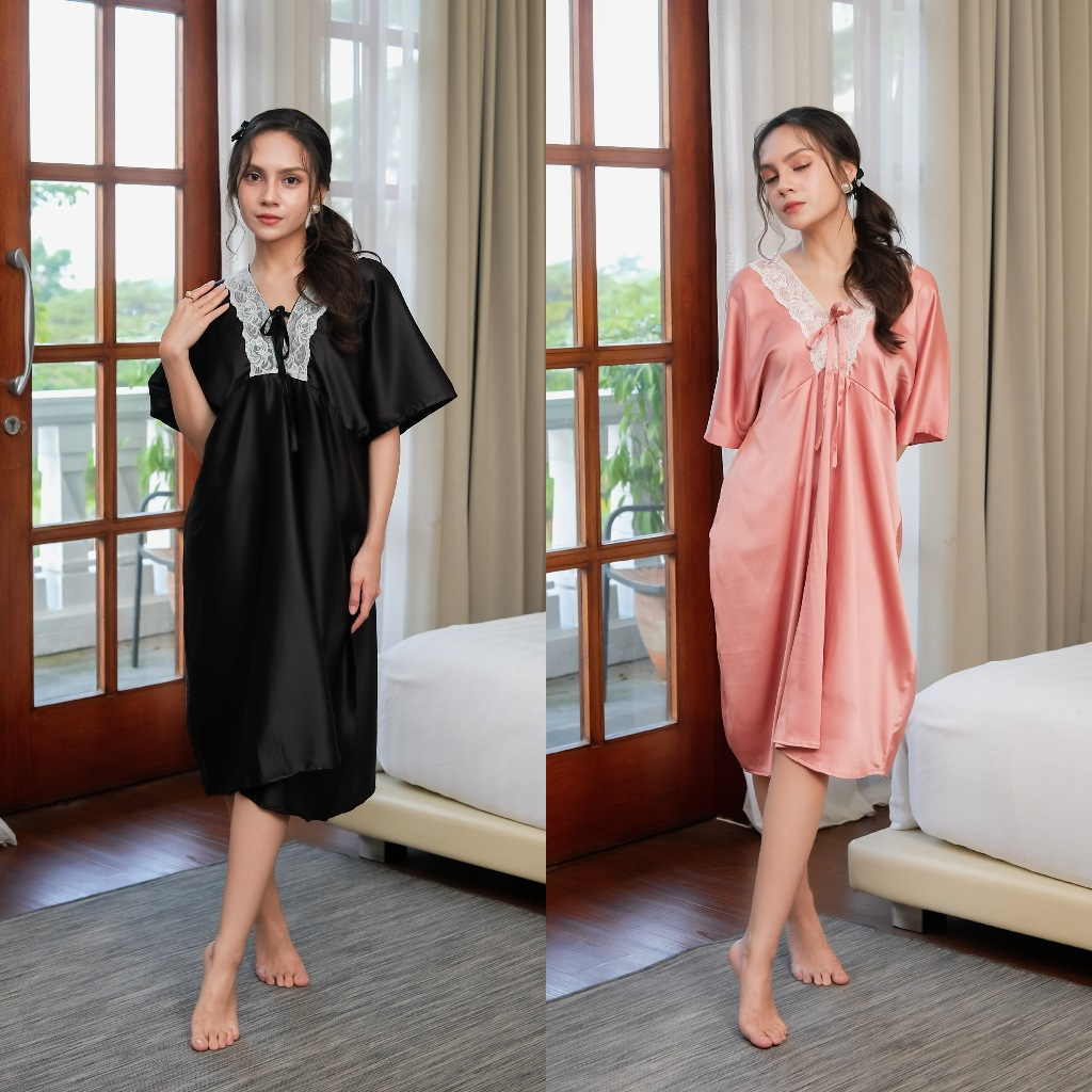 Jual MELODY Daster Premium Tebal Ori Korean Style Bahan Silk Non Busui ...