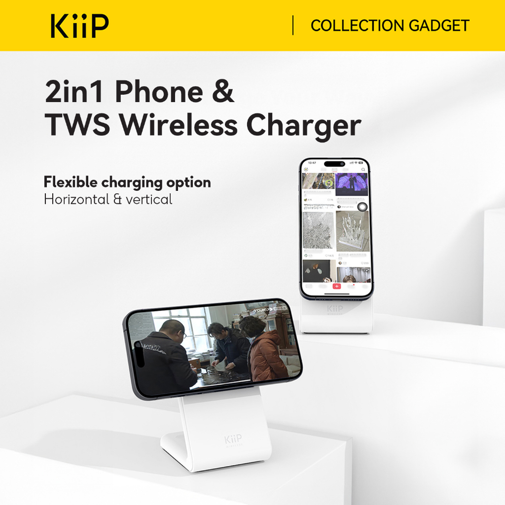 Jual Kiip Wireless SPM2 Pro 2in1 Magnetic Wireless Charger Stand Tws Airpods Charging Magsafe ...
