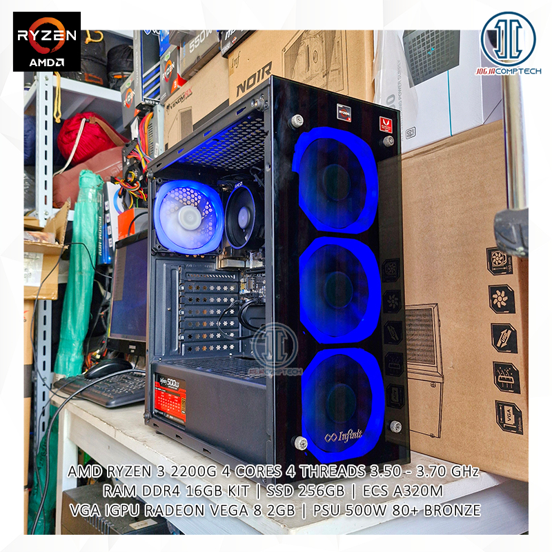 Jual PC AMD Ryzen 3 2200g ram 16gb kit SSD 256gb VGA IGPU 2gb PC CPU Gaming Editing Ringan ...