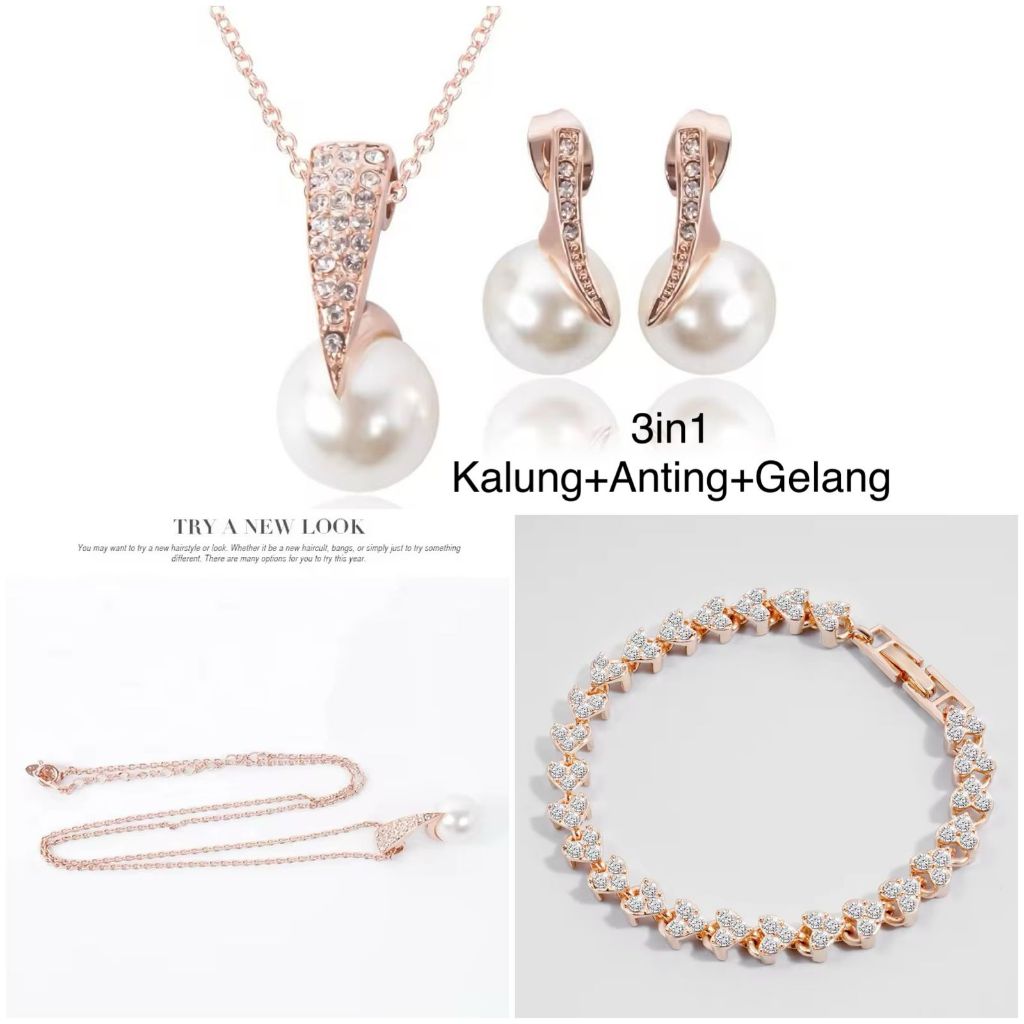 Jual Perhiasan Set Kalung Mutiara Plus Anting Mutiara 1 set | Shopee ...
