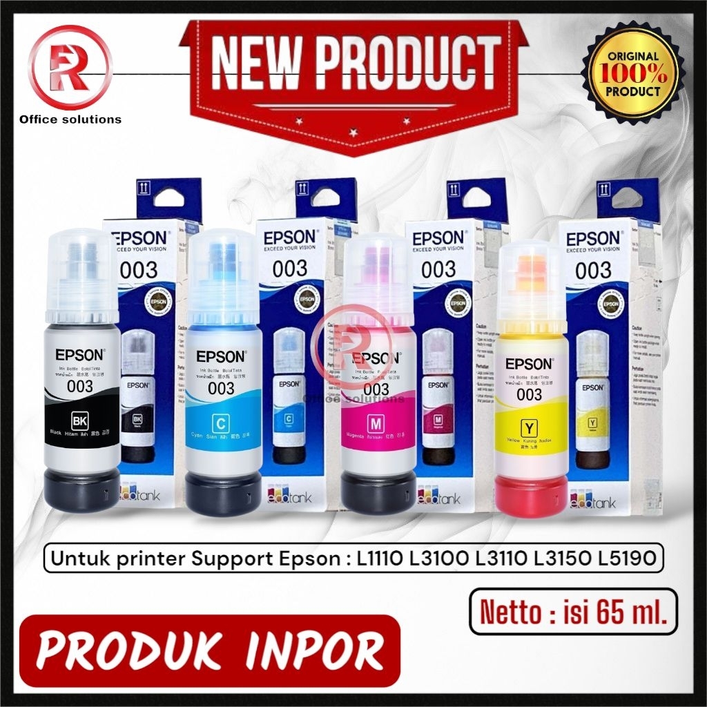 Jual PAKET 1SET (FULL WARNA) TINTA EPSON 003 ORIGINAL TIPE PRINTER ...