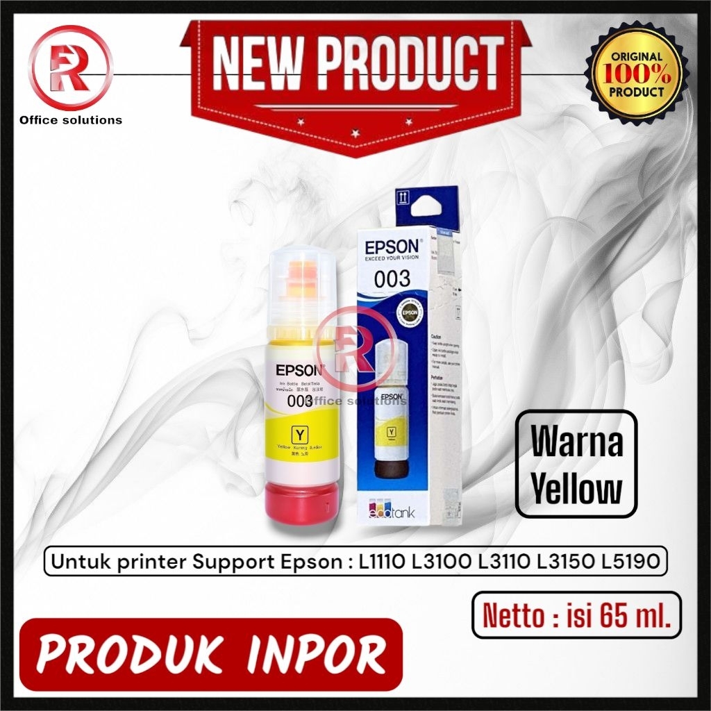Jual TINTA EPSON 003 YELLOW ORIGINAL FOR PRINTER L1110/L3100/L3101 ...