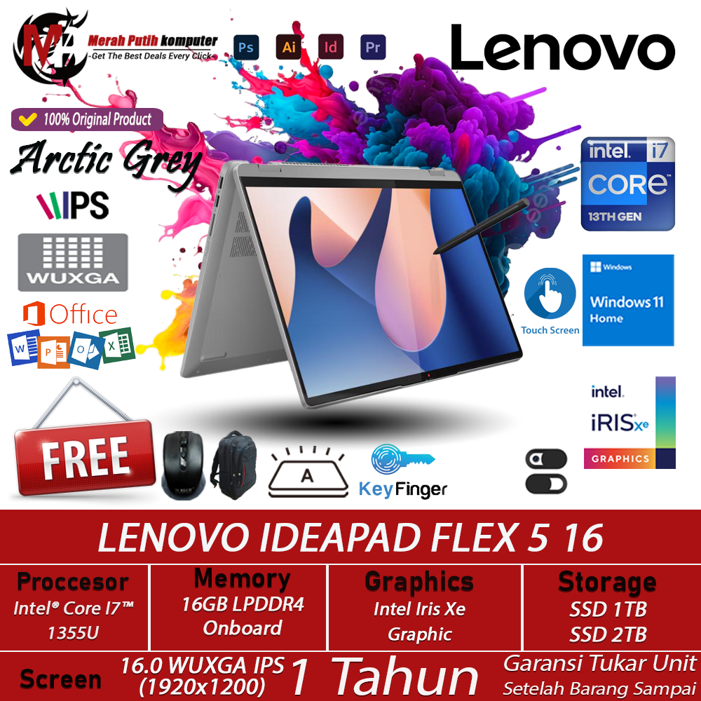 Jual Laptop 2 IN 1 Lenovo Ideapad Flex 5 16 Intel Core i7 1355u ram ...