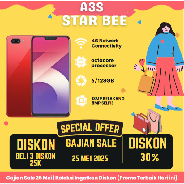 Jual OPPO A3S RAM 6/128 GB FULLSET BERGARANSI TERMUARAH | Shopee Indonesia
