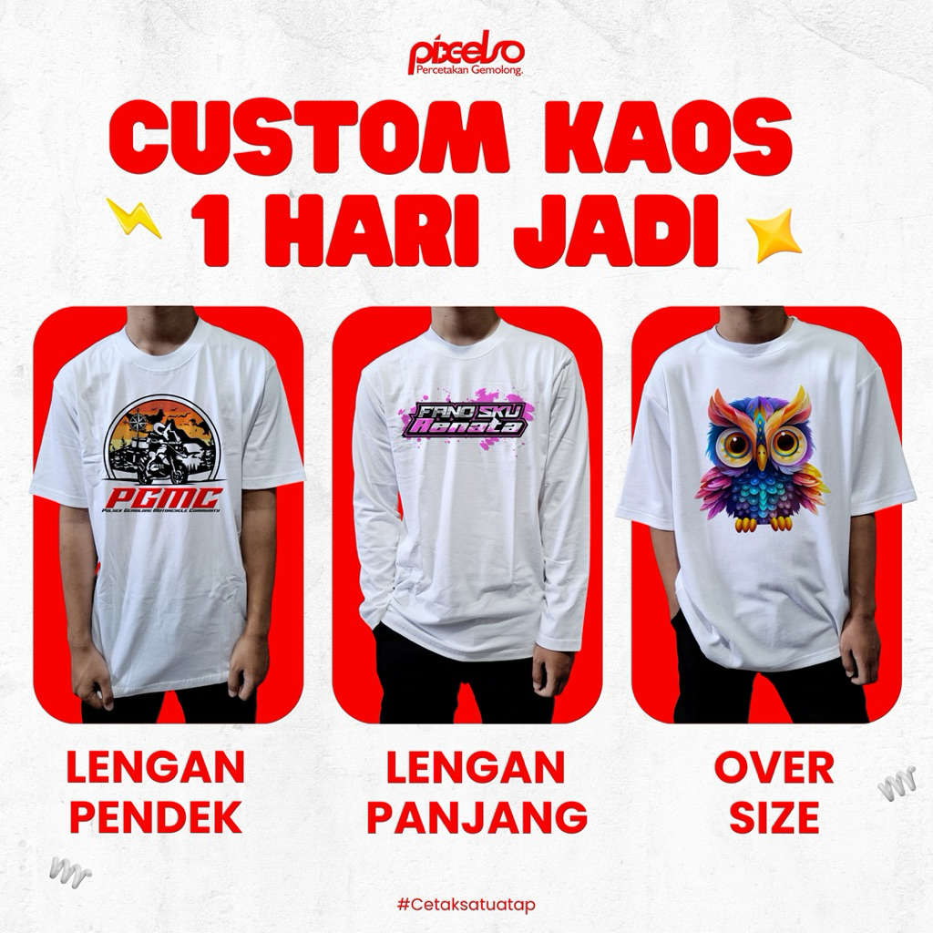 Jual Kaos JADI 1 HARI Custom Satuan Lusinan Sablon Full Color | Shopee Indonesia