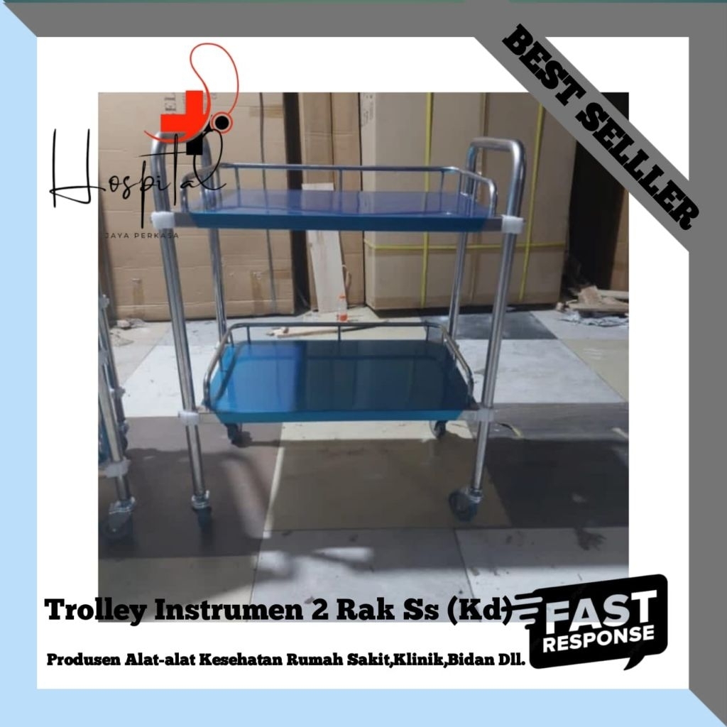 Jual Trolley instrumen 2 rak ss / Troli medis / troli obat | Shopee ...
