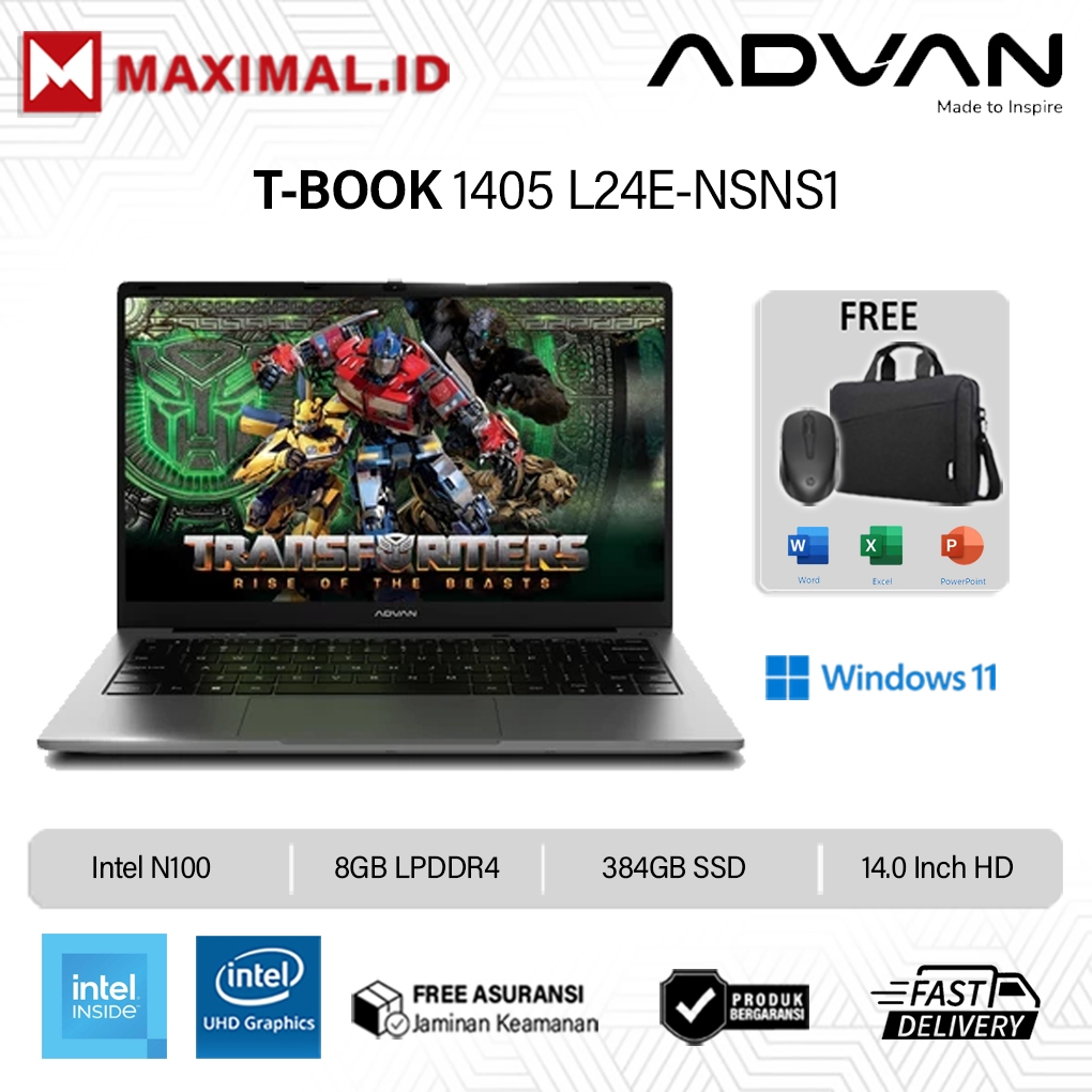 Jual Laptop Advan TBook 1405 Intel N100 Ram 8GB 384GB SSD 14 Inch HD ...