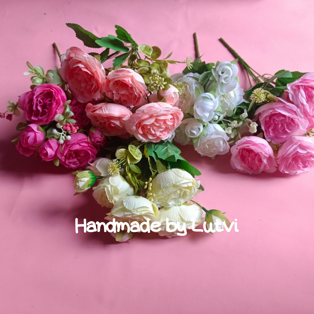 Jual 1 tangkai (isi 5 kuntum) peony duchess artificial | bunga palsu ...