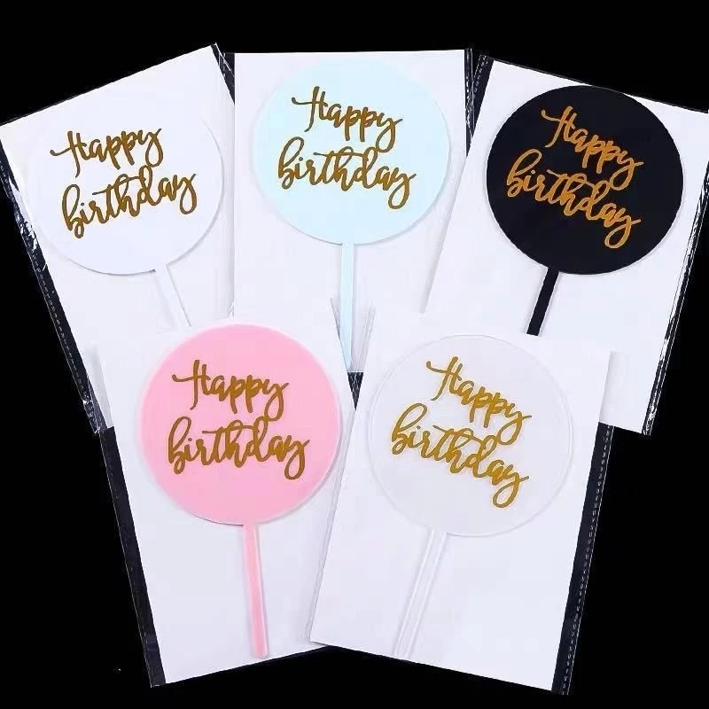 Jual Topper CAke Akrilik Bulat Happy Birthday / Akrilik HBD Bulat Warna ...