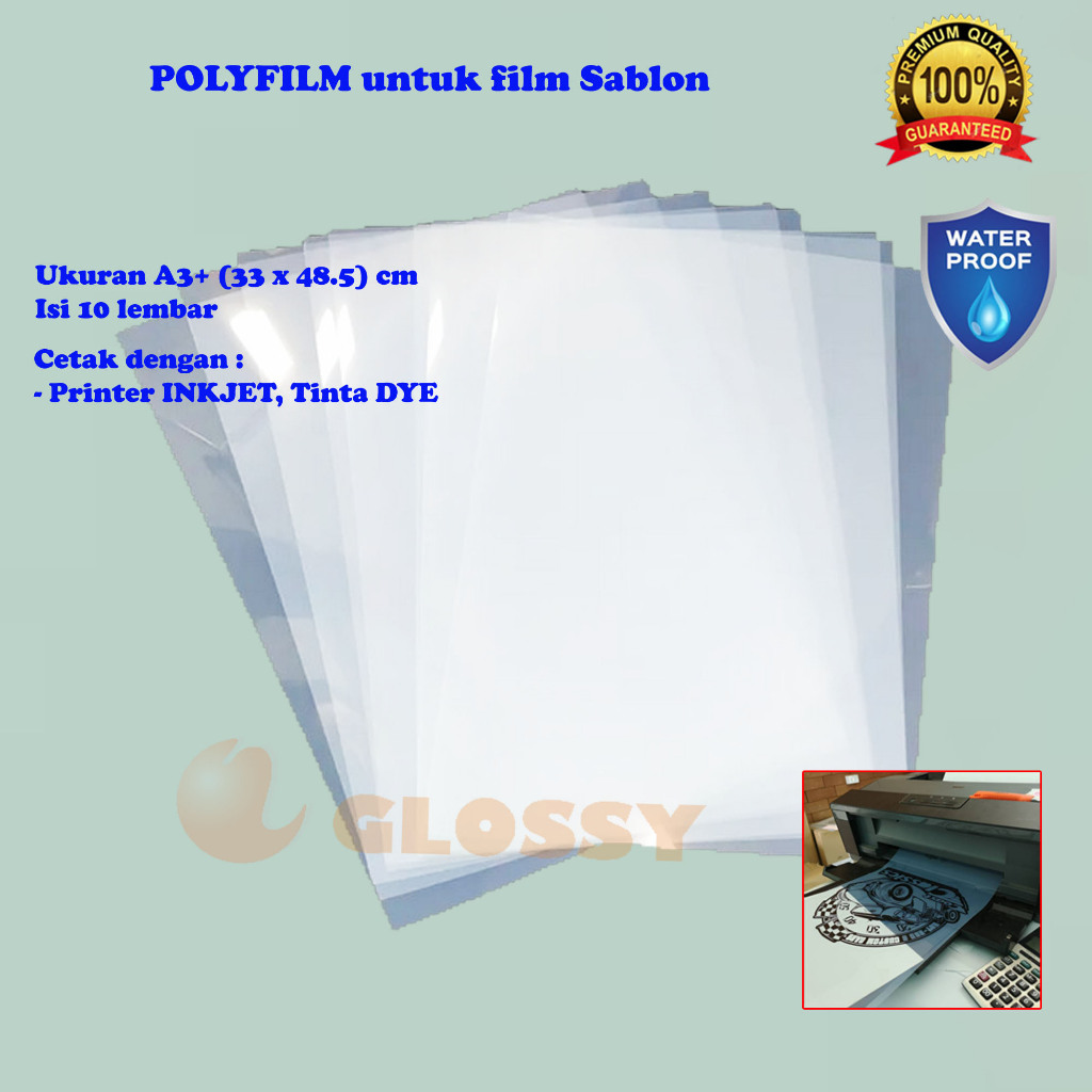 Jual POLYFILM SABLON INKJET WATERPROOF A3+ | Shopee Indonesia