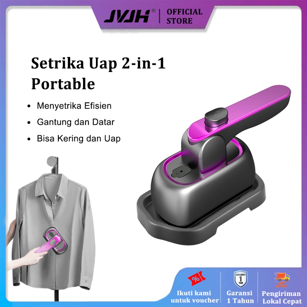 Jual JVJH Setrika Uap 2 in 1 Setrika Portable Besi Handheld Setrika Mini Travel Foldable Dry/Wet ...