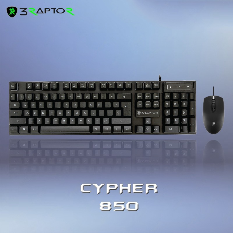 Jual Keyboard Mouse Combo Gaming Wired RAPTOR Cypher 850 without Lighting RGB | Shopee Indonesia