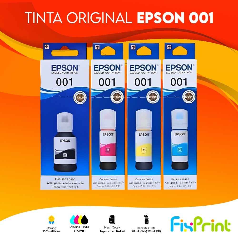 Jual Tinta Epson 001 1Set Y100 Y200 Y300 Y400 L4150 L4160 L6160 L6170 ...