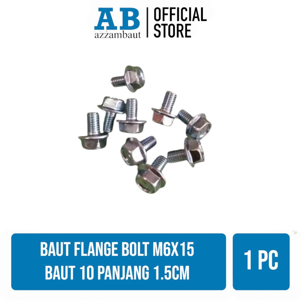 Jual BAUT FLANGE BOLT m6x15 galvanis kunci 10 BAUT 10 topi panjang 15cm | Shopee Indonesia