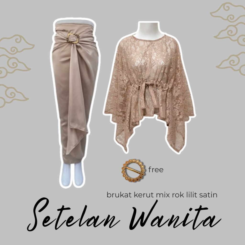Jual PAKET Kebaya Modern Oneset Outer Brokat Series Variasi Pita Serut ...