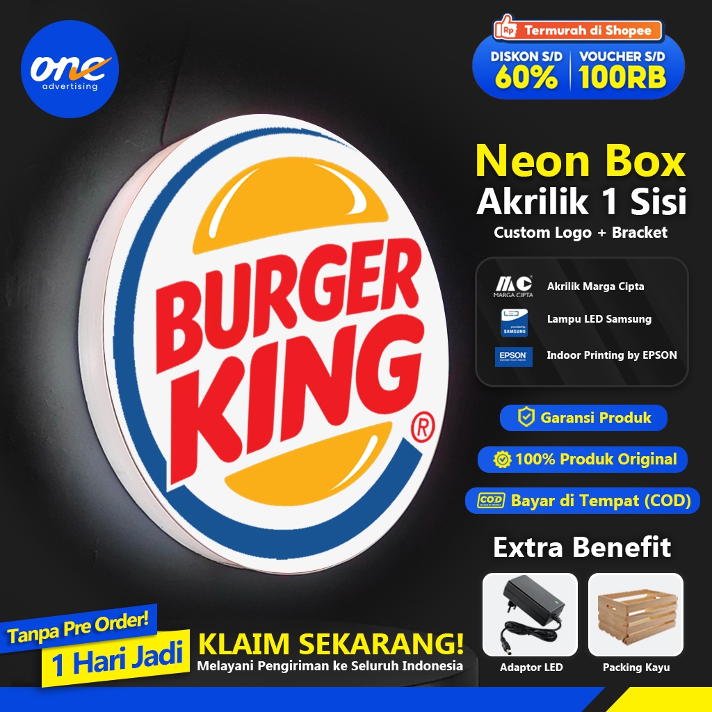 Jual Neon Box Logo Premium Akrilik 1sisi Outdoor Siap Pasang (Free ...