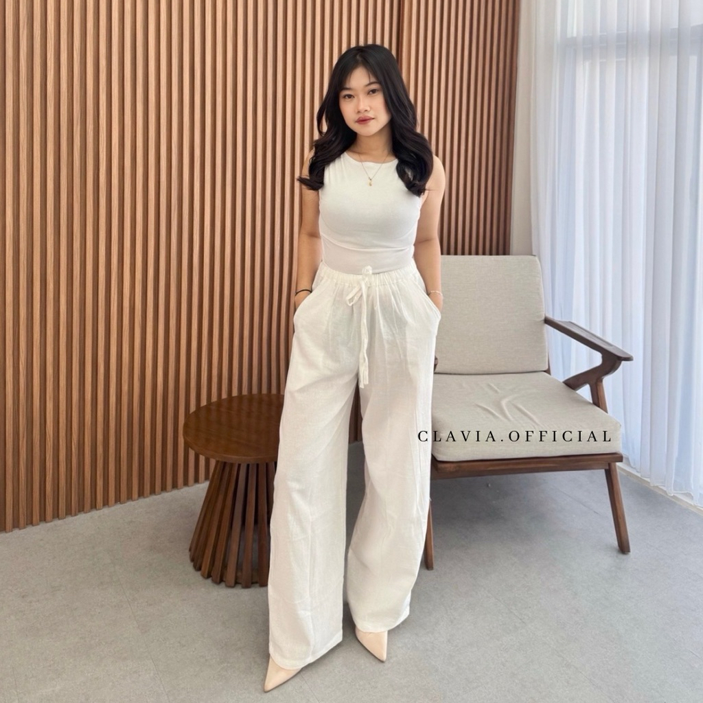 Jual CLAVIA - Tessa Linen | Kulot Summer | Celana Linen | Shopee Indonesia