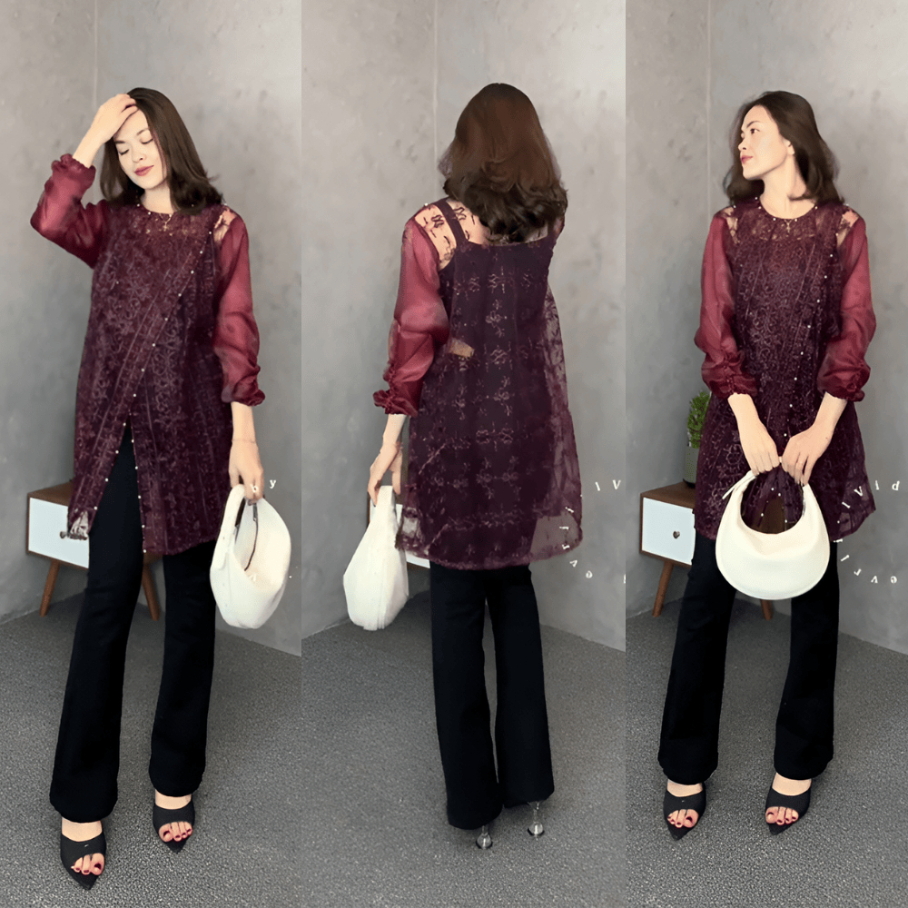 Jual Zize Outer Brokat Silang / Tunik Brukat Sapto / Baju Pakaian ...