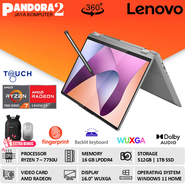 Jual Laptop Lenovo Ideapad Flex 5 16 2in1 Touch Ryzen 7 7730U Ram 16GB ...