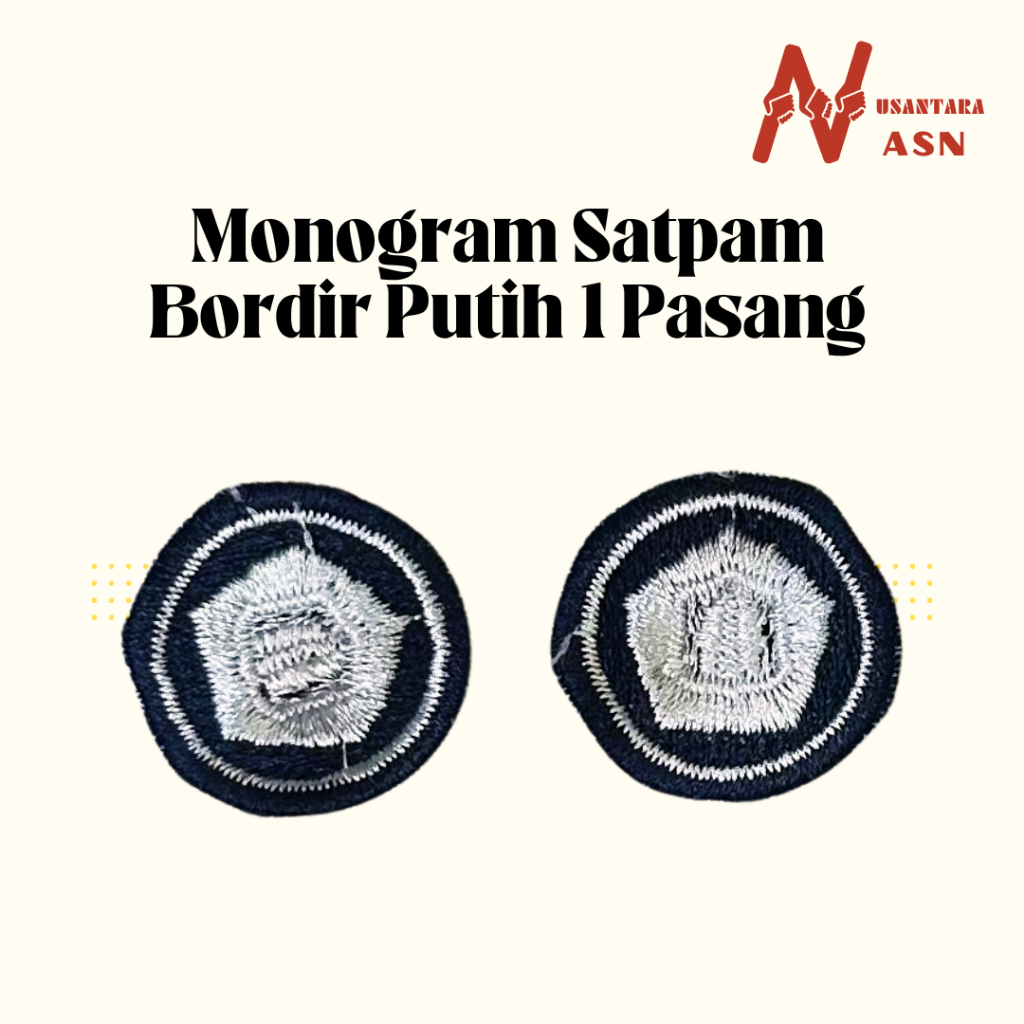 Jual Atribut Monogram Satpam Bordir Putih 1 Pasang Pakaian Dinas Harian ...