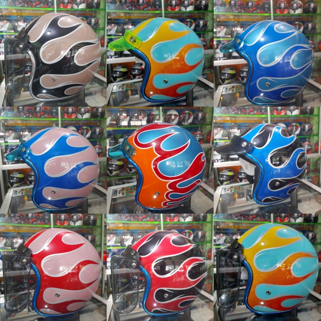 Jual HELM BOGO API VINTAGE LIST CHROME SNI HALFACE ORIGINAL | Shopee ...
