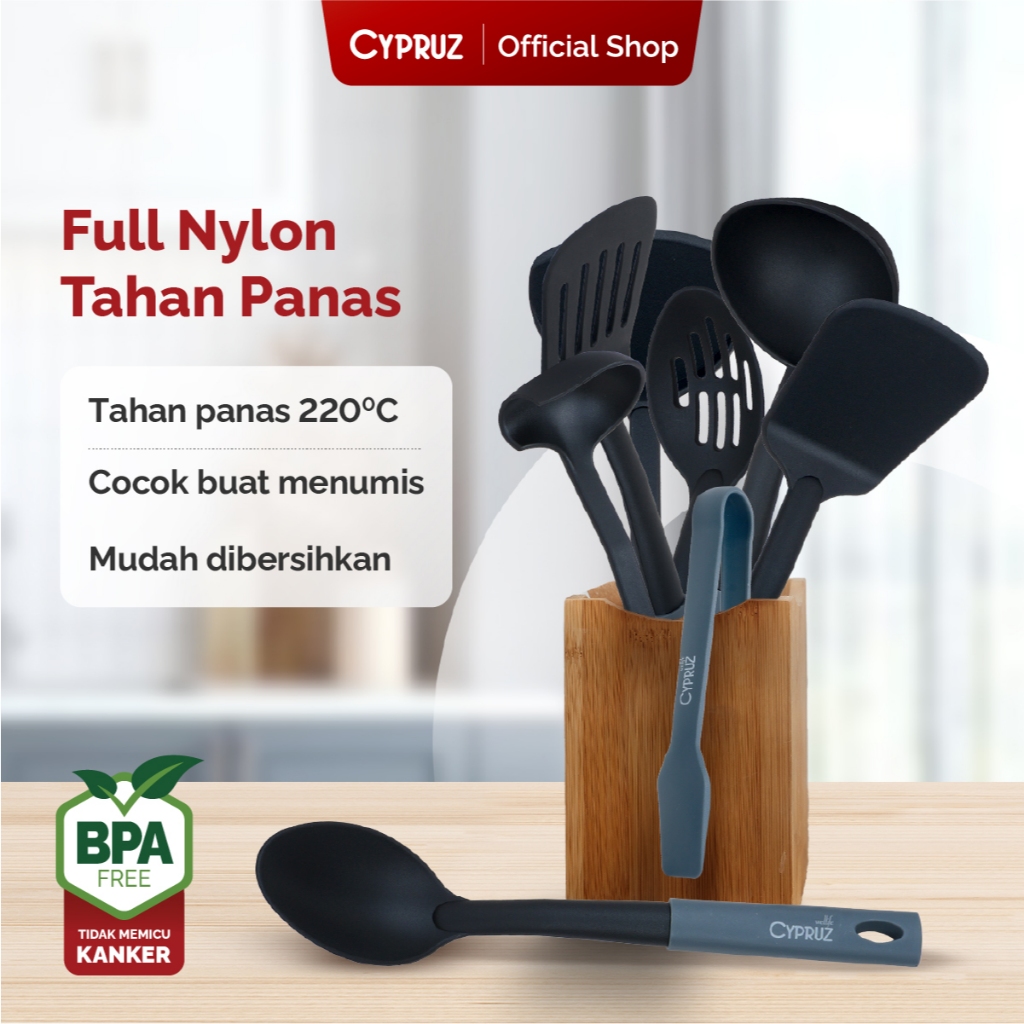 Jual Cypruz Utensil Nylon Turner Spatula Tahan Panas | Shopee Indonesia