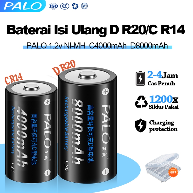 Jual PALO Baterai Size D/C Cas Rechargeable A1 Jumbo size 1.2V Ni-MH ...