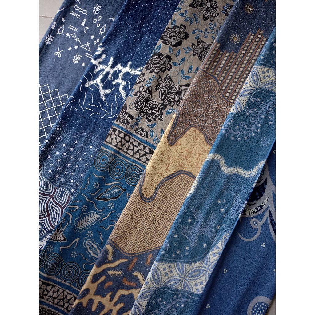Jual Kain Batik Meteran Bahan Katun Mikro Premium Warna Biru ...