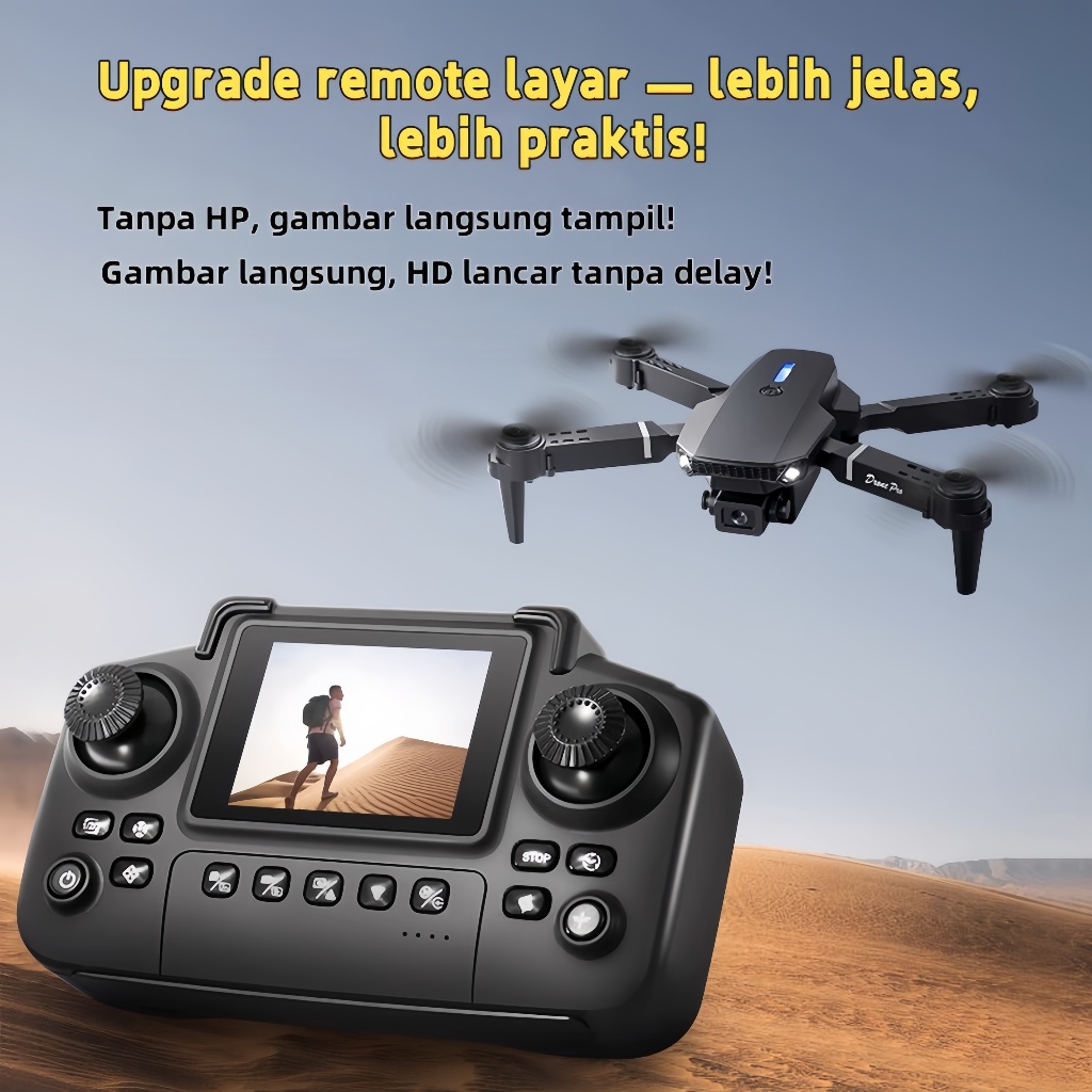 Jual Drone 4K Dual Kamera Lipat Layar Remote Tanpa HP WiFi FPV Auto ...