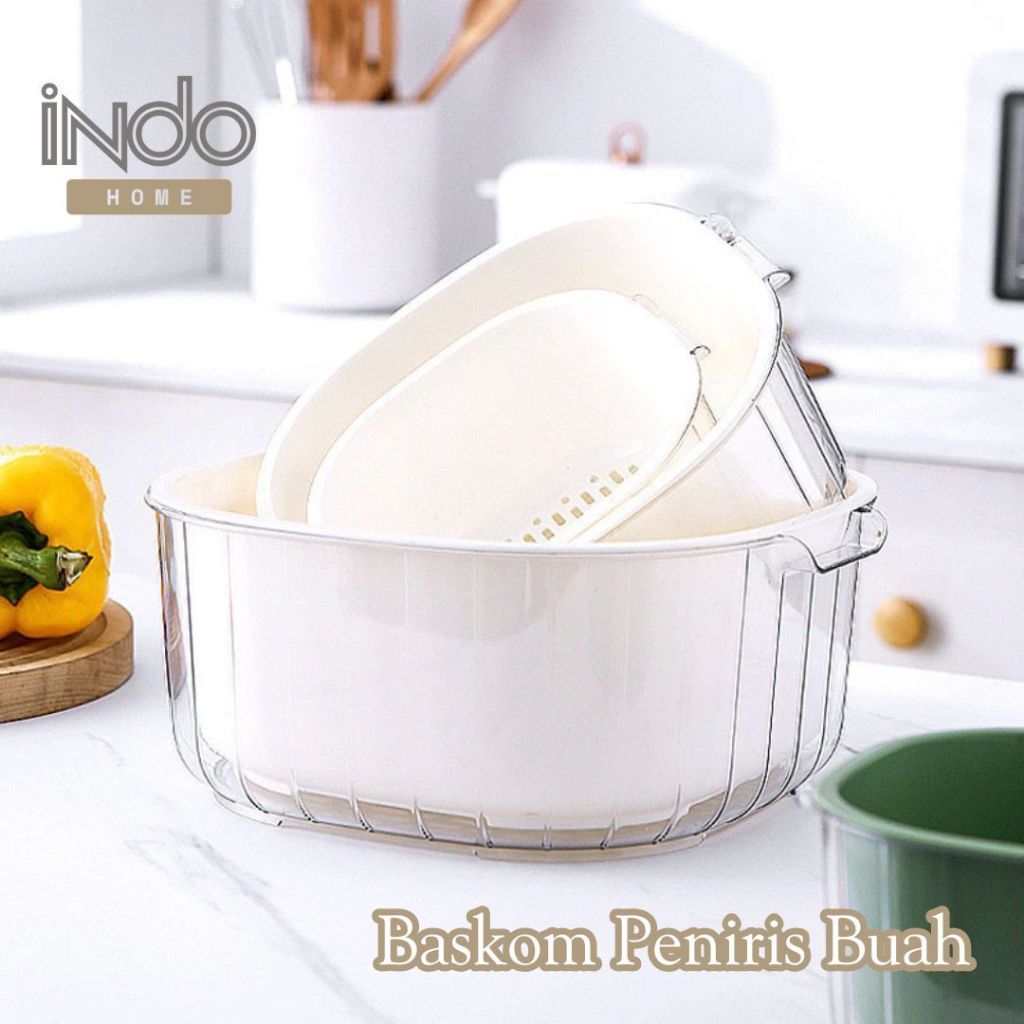 Jual Indo Baskom Cuci Transparan 2in1 Dengan Saringan | Peniris Buah ...