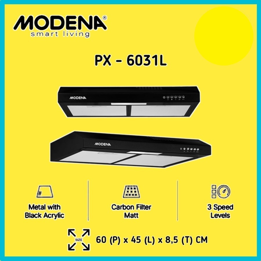 Jual Modena PX6031 Cooker Hood Esile slim 60 cm PX 6031- L Hitam, V ...