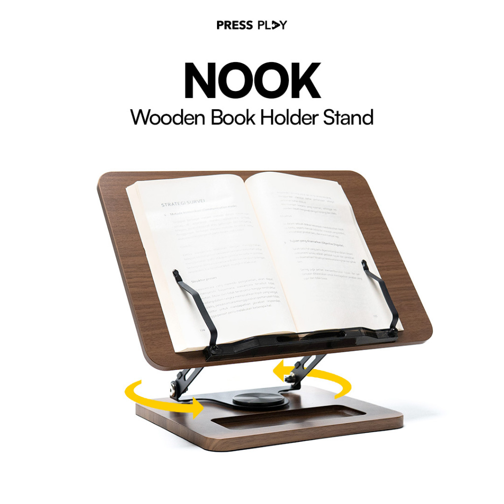Jual NOOK Wooden Swivel Book Holder Stand Multifunction by Press Play ...