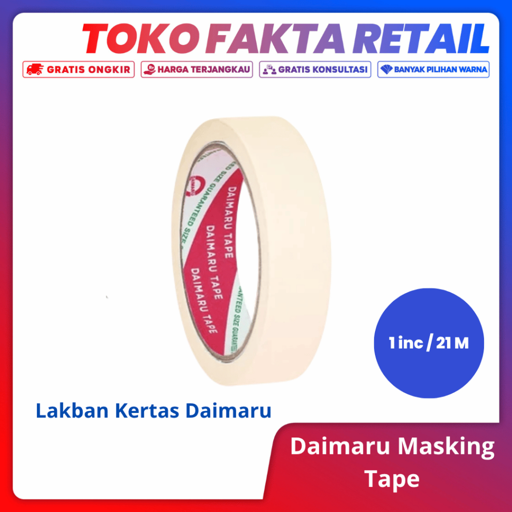 Jual Daimaru Masking Tape Lakban Kertas Warna Cream 1 Inc / 24 mm x 21 ...