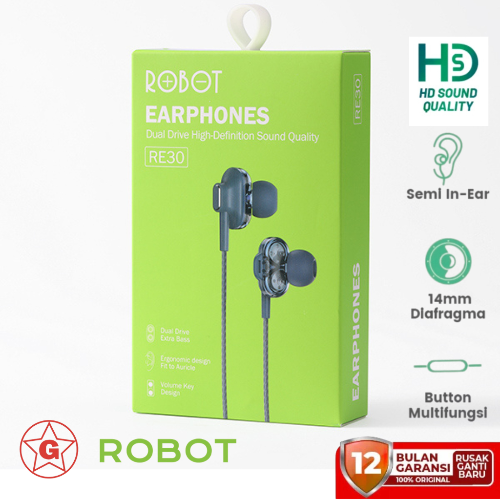 Jual Robot RE30 Earphone Audio Jack 3.5mm Bass 4 Speaker Clear Sound ...