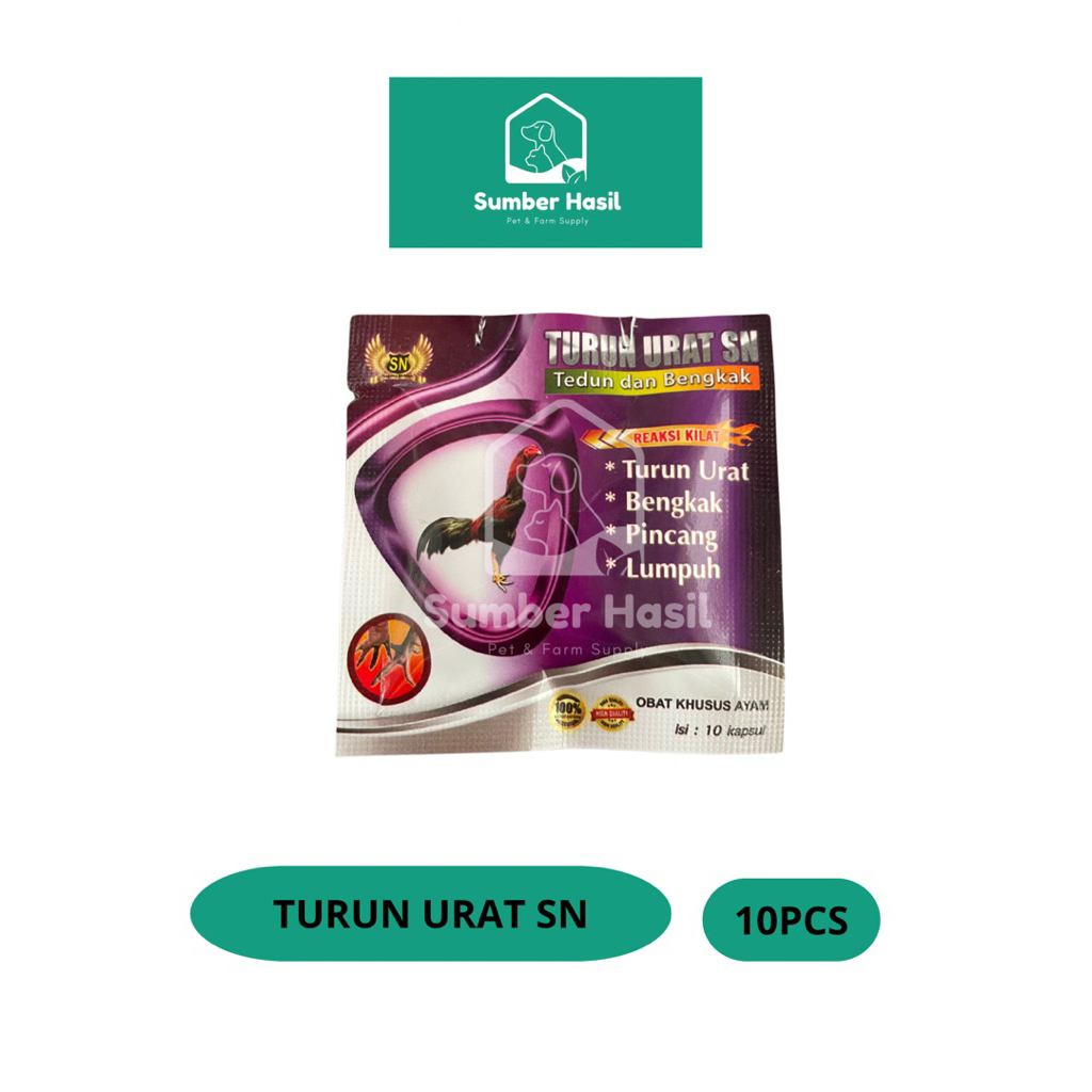 Jual TURUN URAT SN ISI 10 KAPSUL OBAT AYAM TEDUN DAN BENGKAK TURUN URAT ...