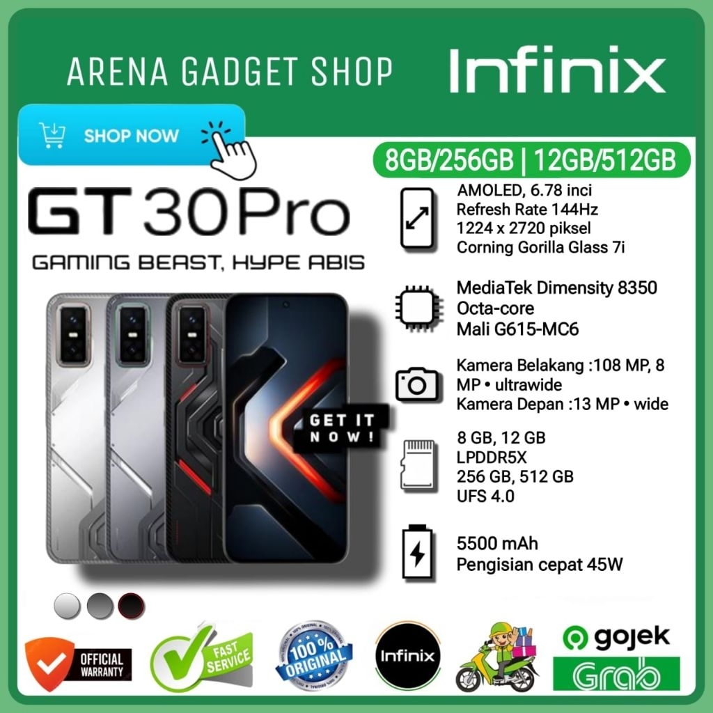 Jual Infinix GT 30 Pro 5G Ram 8/256GB Ram 12/512GB AMOLED+ 144Hz Dimensity 8350 Ultimate New ...