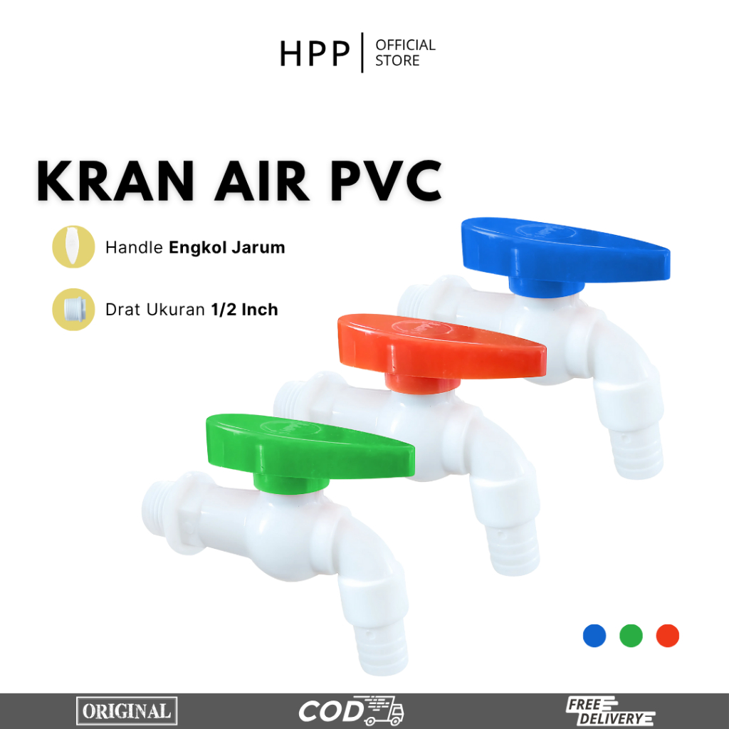 Jual HPP Kran Air PVC Handle Engkol Jarum Drat 1/2 Inch / Kran Tembok ...