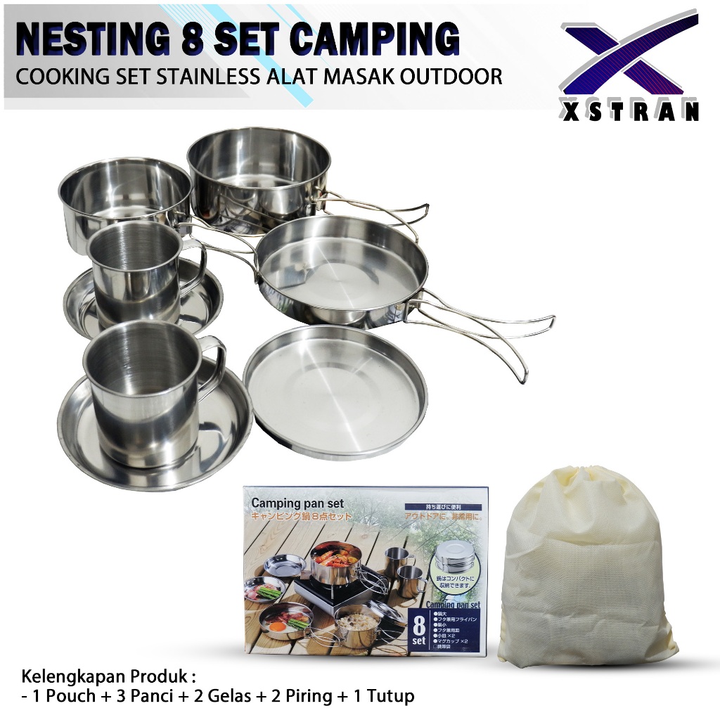 Jual Cooking set 8 set nesting camping pan set alat masak outdoor ...