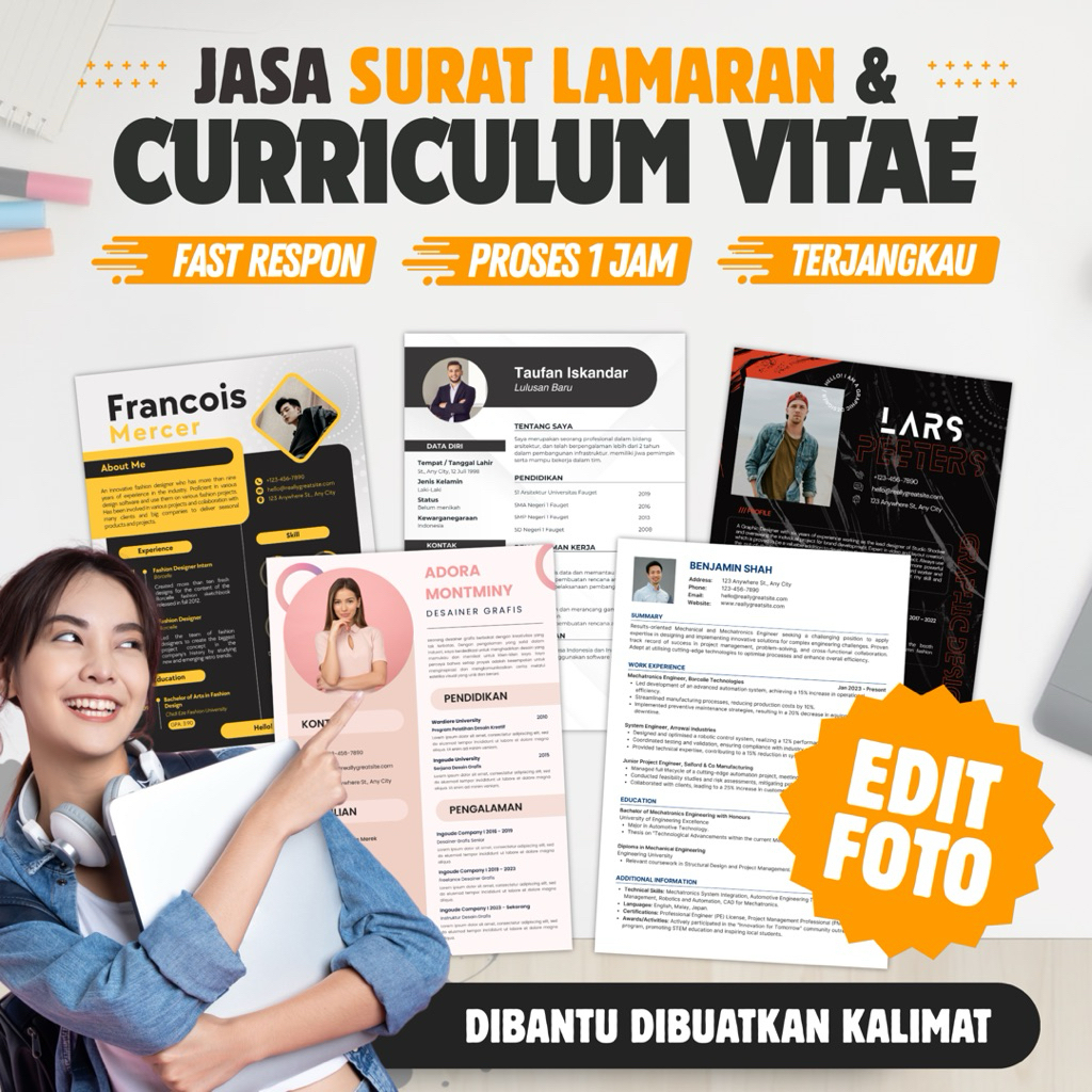 Jual JASA DESAIN CURRICULUM VITAE (CV), SURAT LAMARAN KERJA & EDIT PAS FOTO PROFESIONAL | Shopee ...