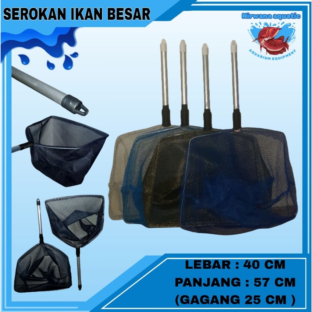 Jual SEROKAN JARING IKAN BESAR GAGANG ALUMUNIUM. UKURAN. 38 X 57 cm ...
