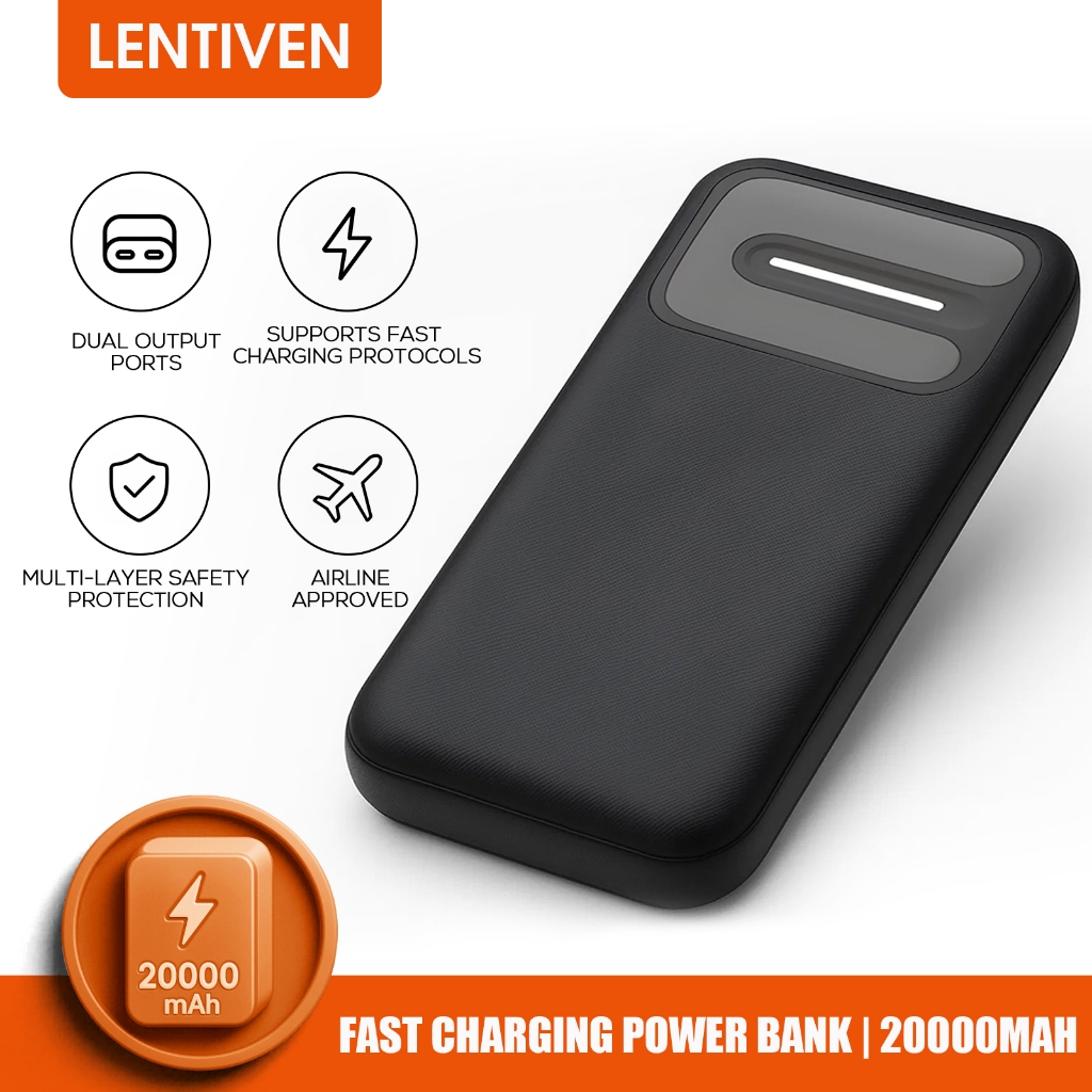 Jual HZSUM LENTIVEN 20000mAh Powerbank Mini Kabel USB Fast Charging ...