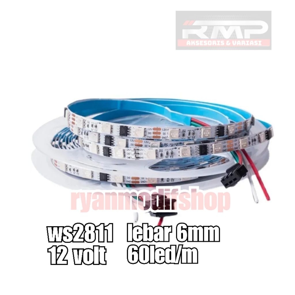 Jual LED Strip WS2811 12V pcb putih 6mm 60led/m addressable | Shopee ...