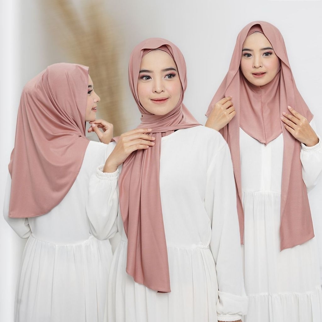 Jual Pashmina Oval Inner Ninja Nutup Leher / Pashmina Instan Menyatu dengan Inner Nutup Leher ...
