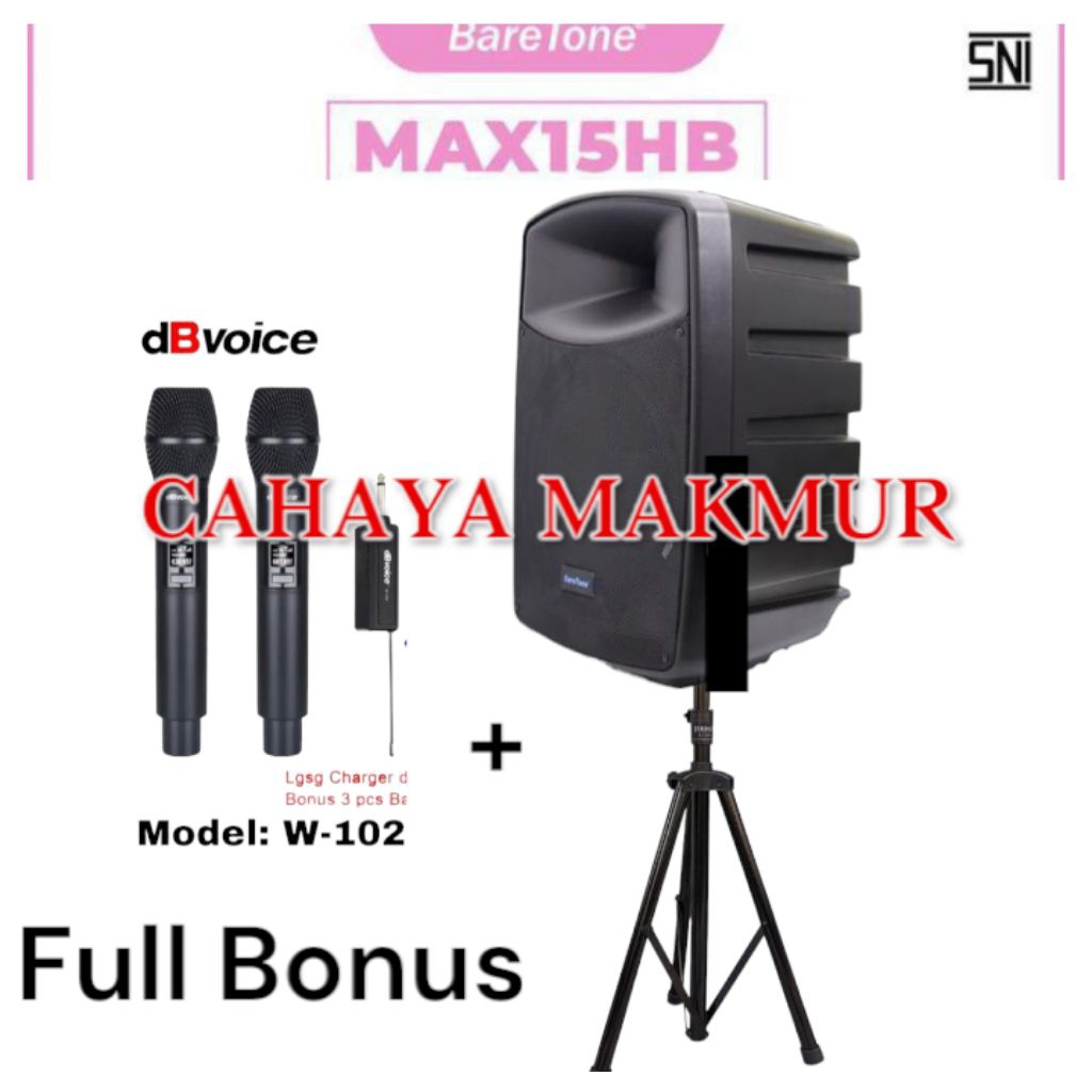 Jual SPEAKER PORTABLE BARETONE MAX15HB TYPE 15INCH Ples Bonus | Shopee ...
