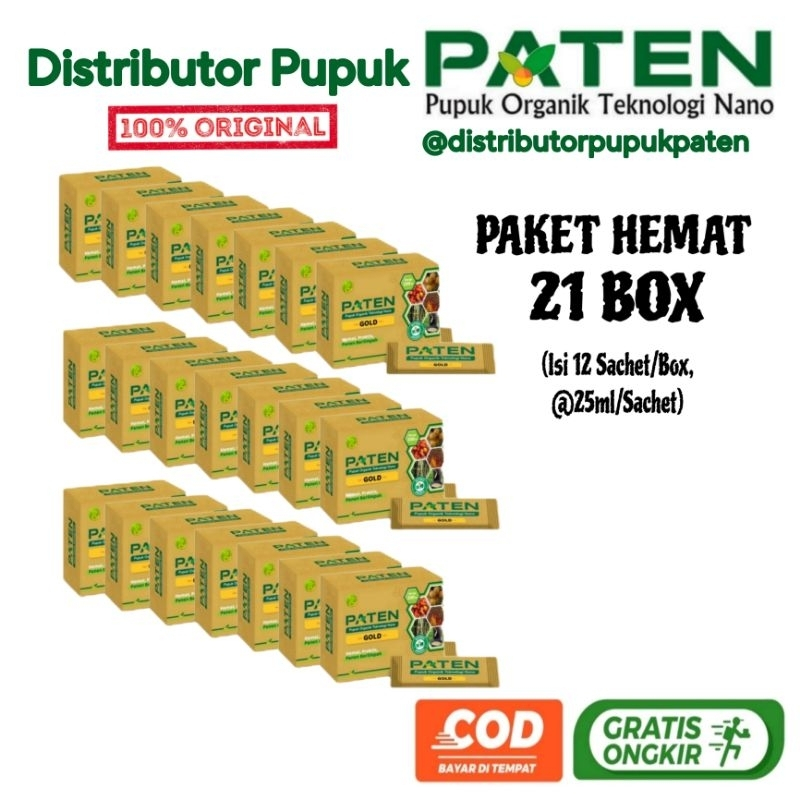 Jual PUPUK ORGANIK PATEN GOLD 21 BOX (Isi 12 Sachet/Box, @25ml Sachet ...