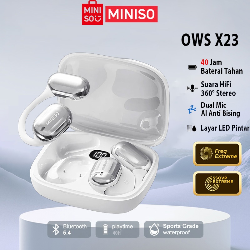 Jual MINISO X23 Earphone Bluetooth 5.4 Bluetooth Headset OWS Desain ...